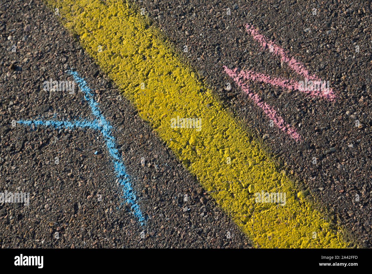 Chalk drawing or text in a asphalt Stock Photo - Alamy