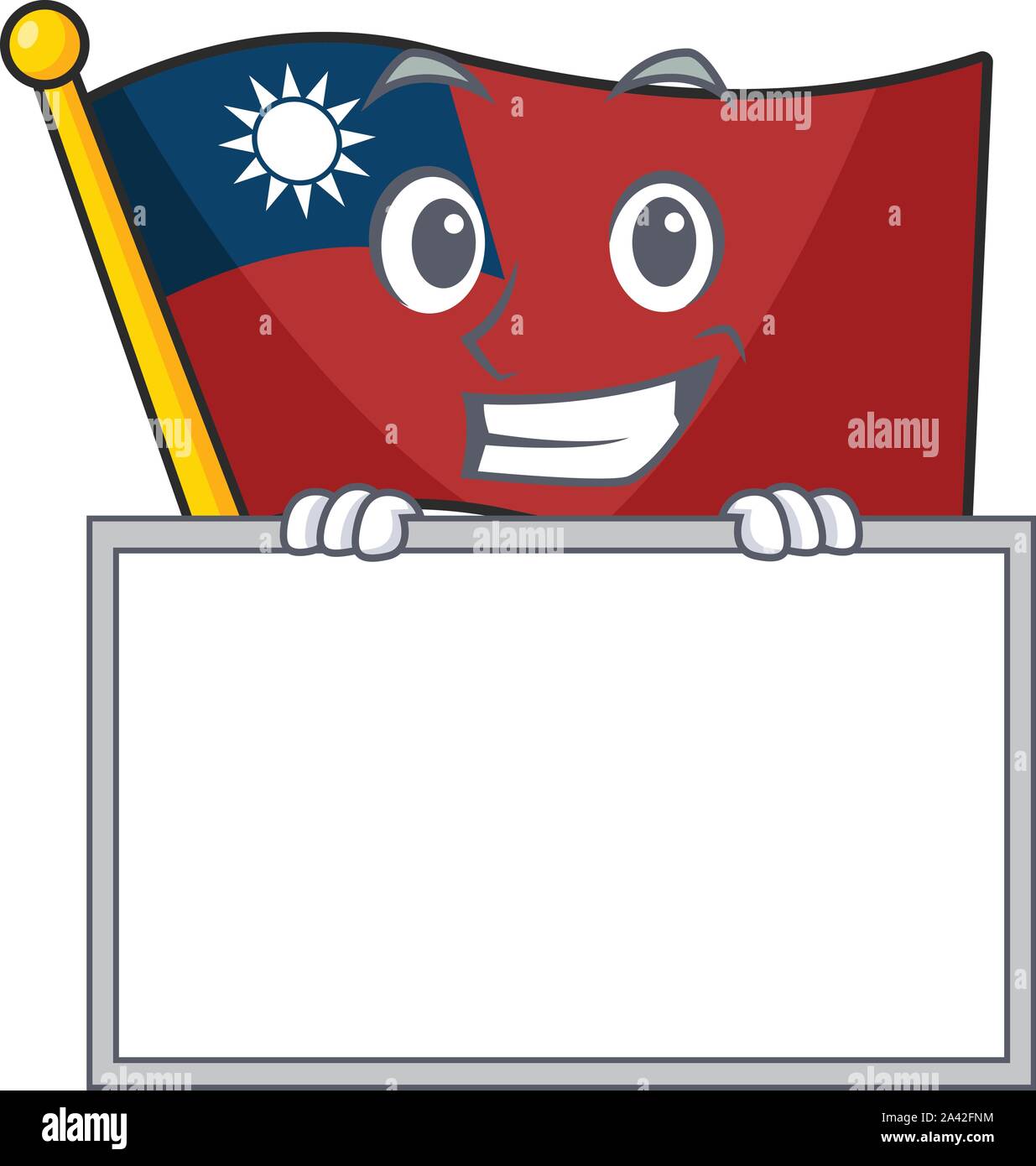 Grinning with board flag taiwan character shape with mascot Stock ...