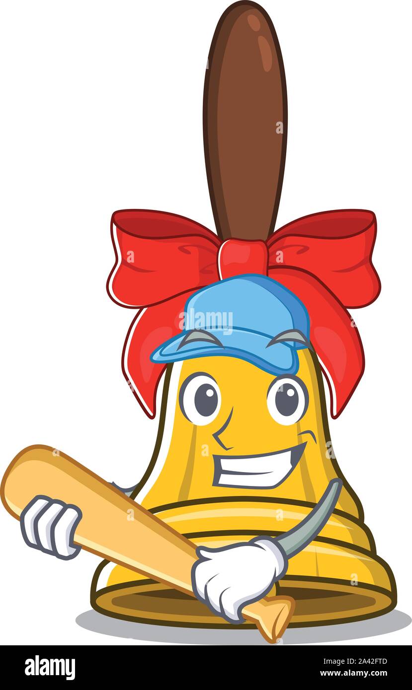 Playing baseball christmas bells hung on cartoon christmas trees Stock ...