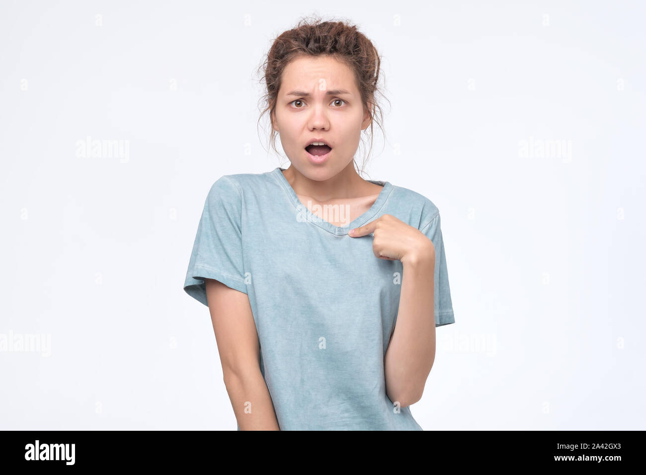 Girl Pointing Mean High Resolution Stock Photography and Images - Alamy