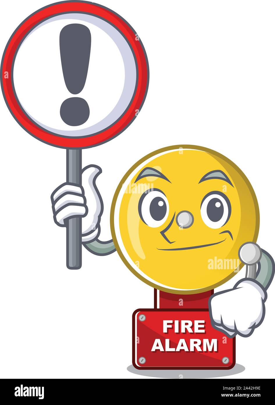 With sign fire alarm stuck the cartoon wall Stock Vector Image & Art ...