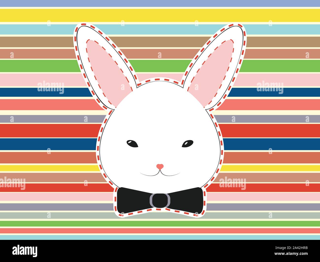 Stylized decorative white rabbit head with black bow Stock Vector Image ...