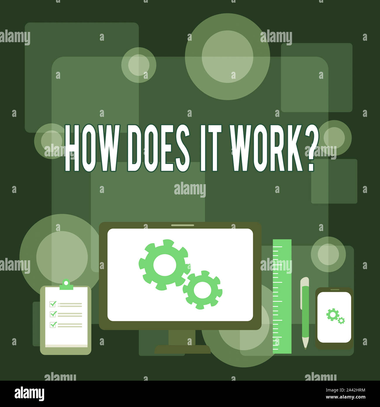 Writing note showing How Does It Work Question. Business concept for ...