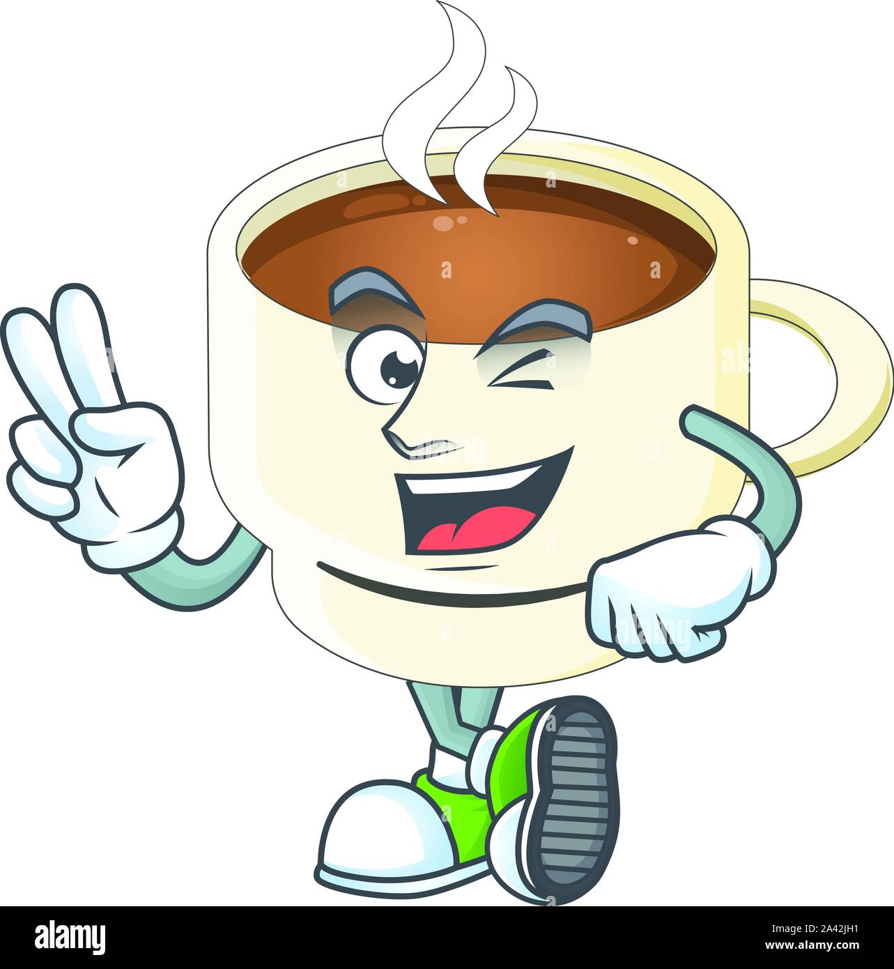 Two finger character cup coffee in cartoon mascot Stock Vector Image ...