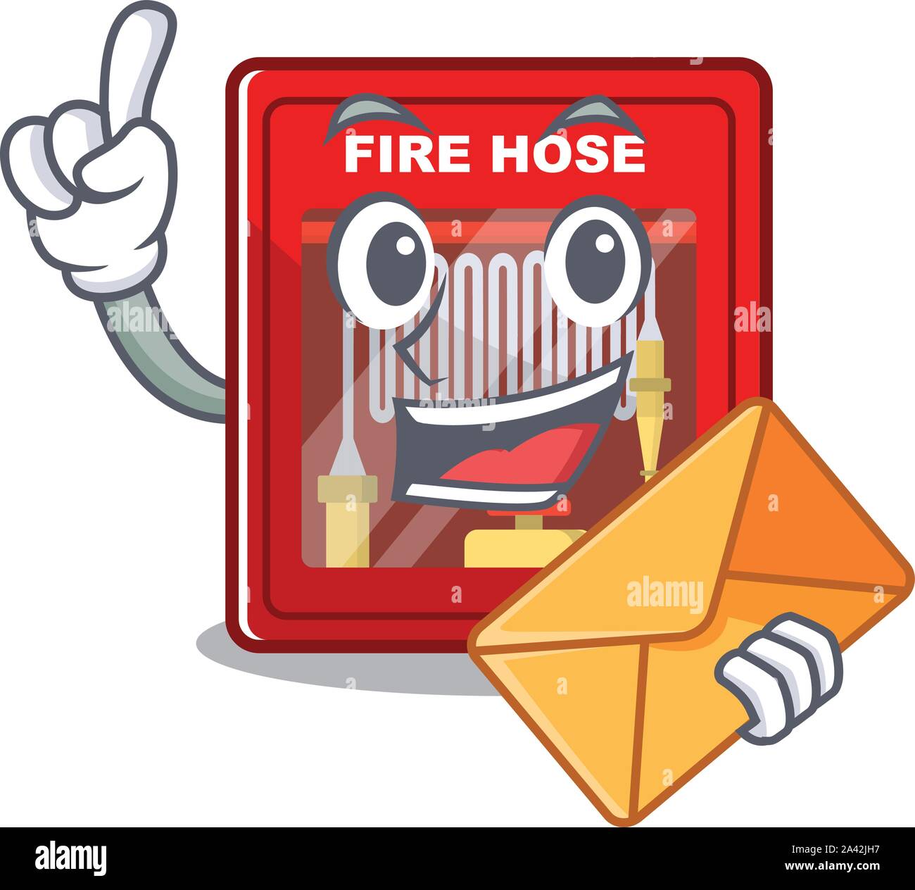 With envelope fire hose cabinet isolated with character Stock Vector ...