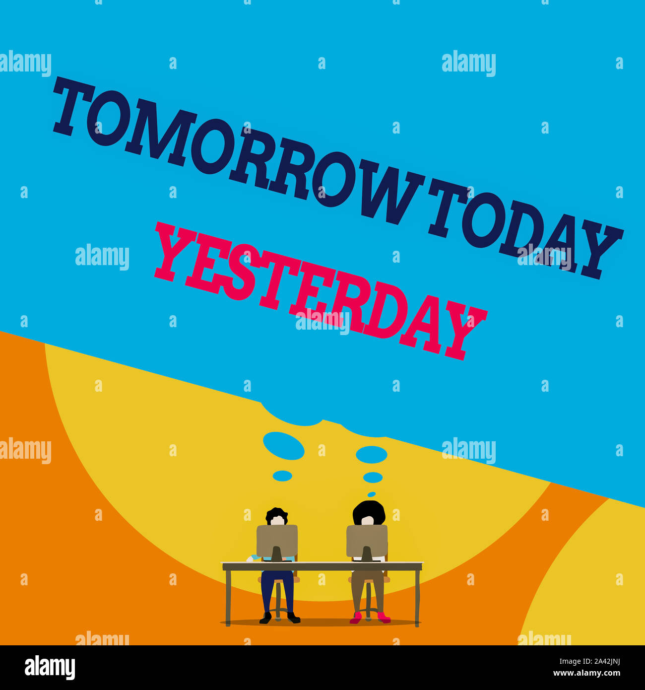 Text sign showing Tomorrow Today Yesterday. Business photo text Adverbs ...