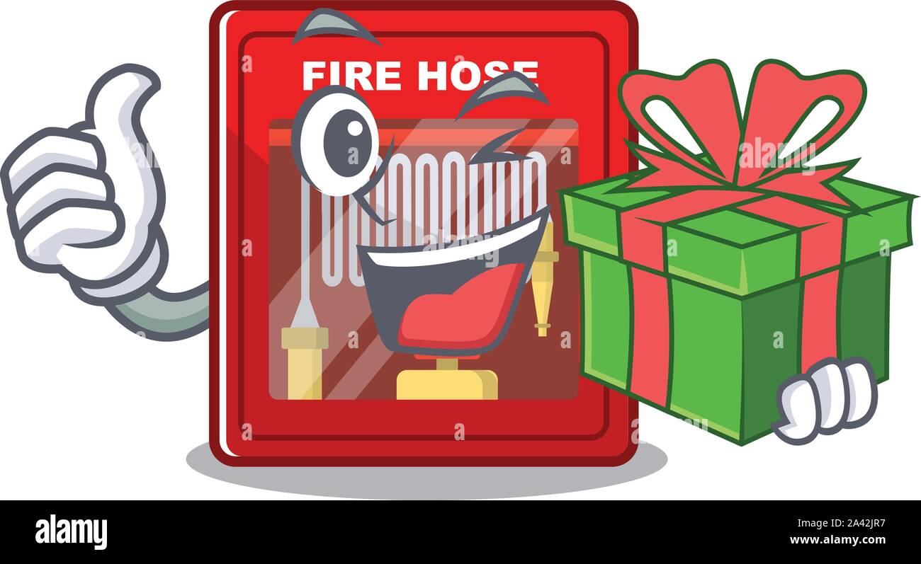 With gift fire hose cabinet with cartoon shape Stock Vector Image & Art ...