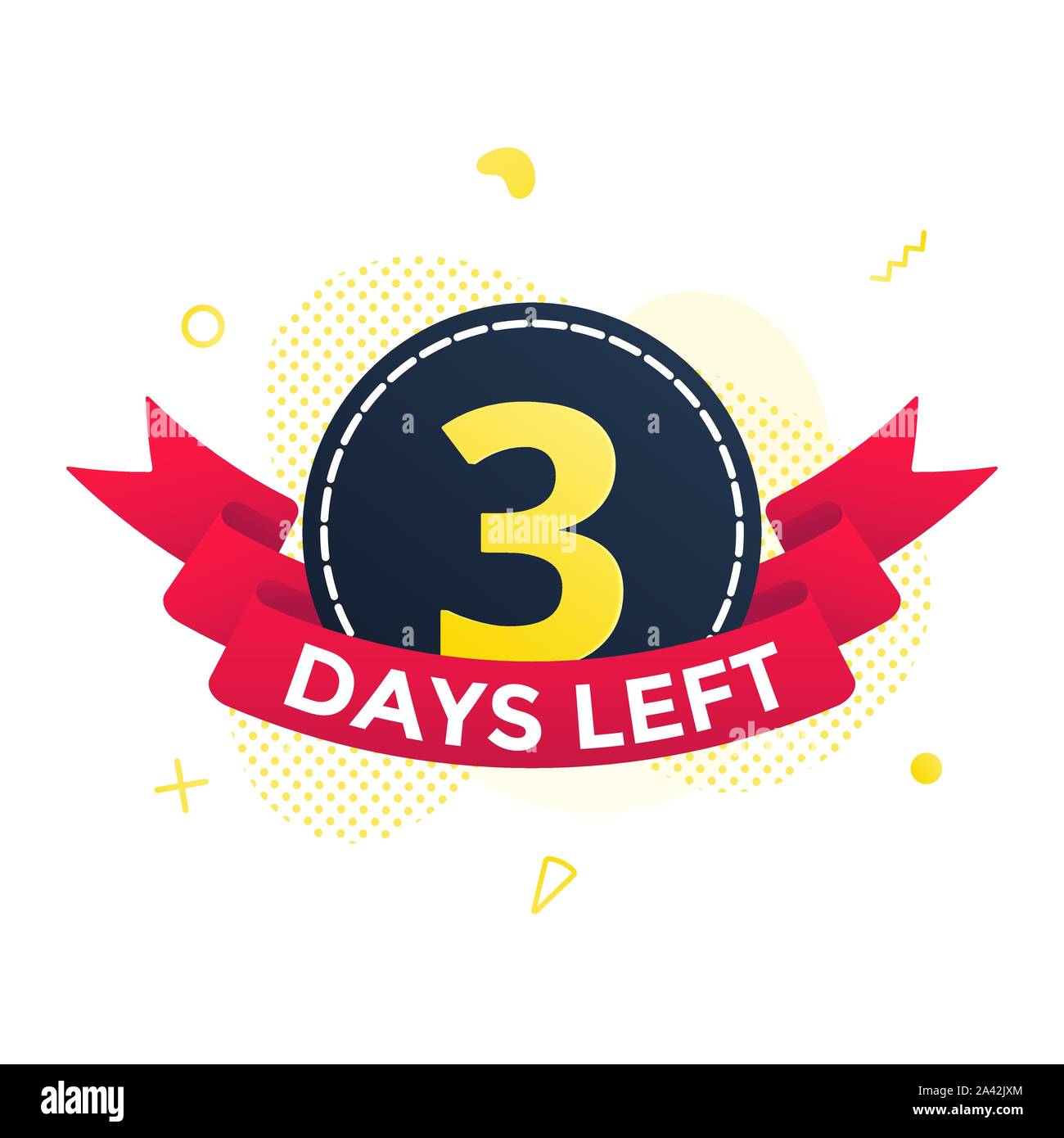 Three days left to go sale countdown ribbon badge icon sign with red ...