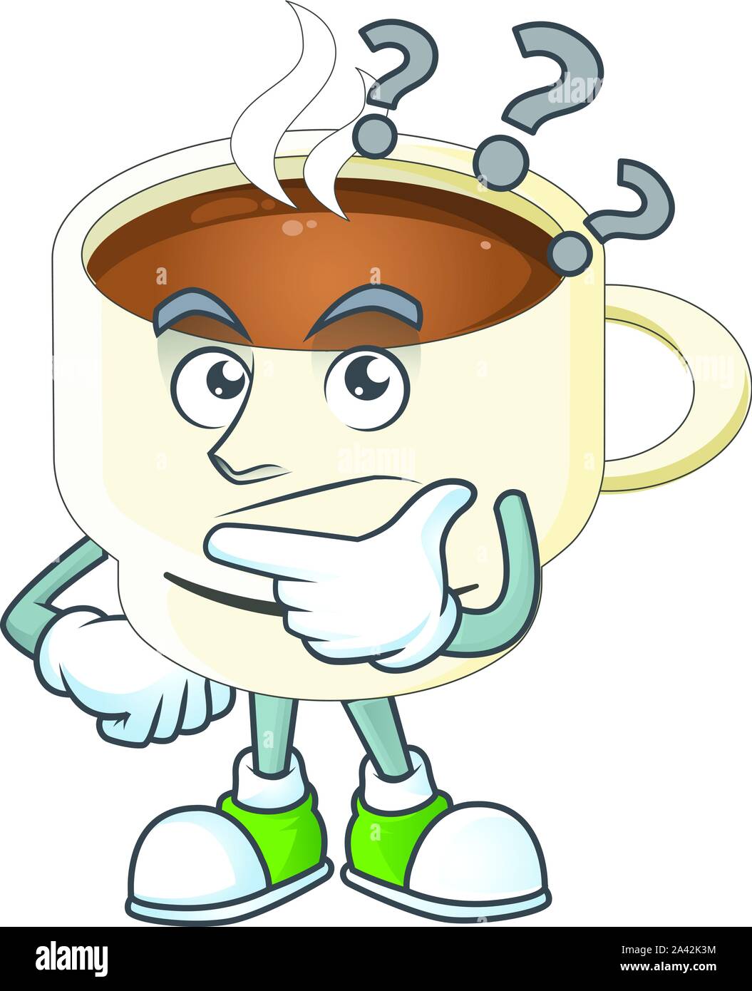 Thinking cup coffee the character with mascot Stock Vector Image & Art ...