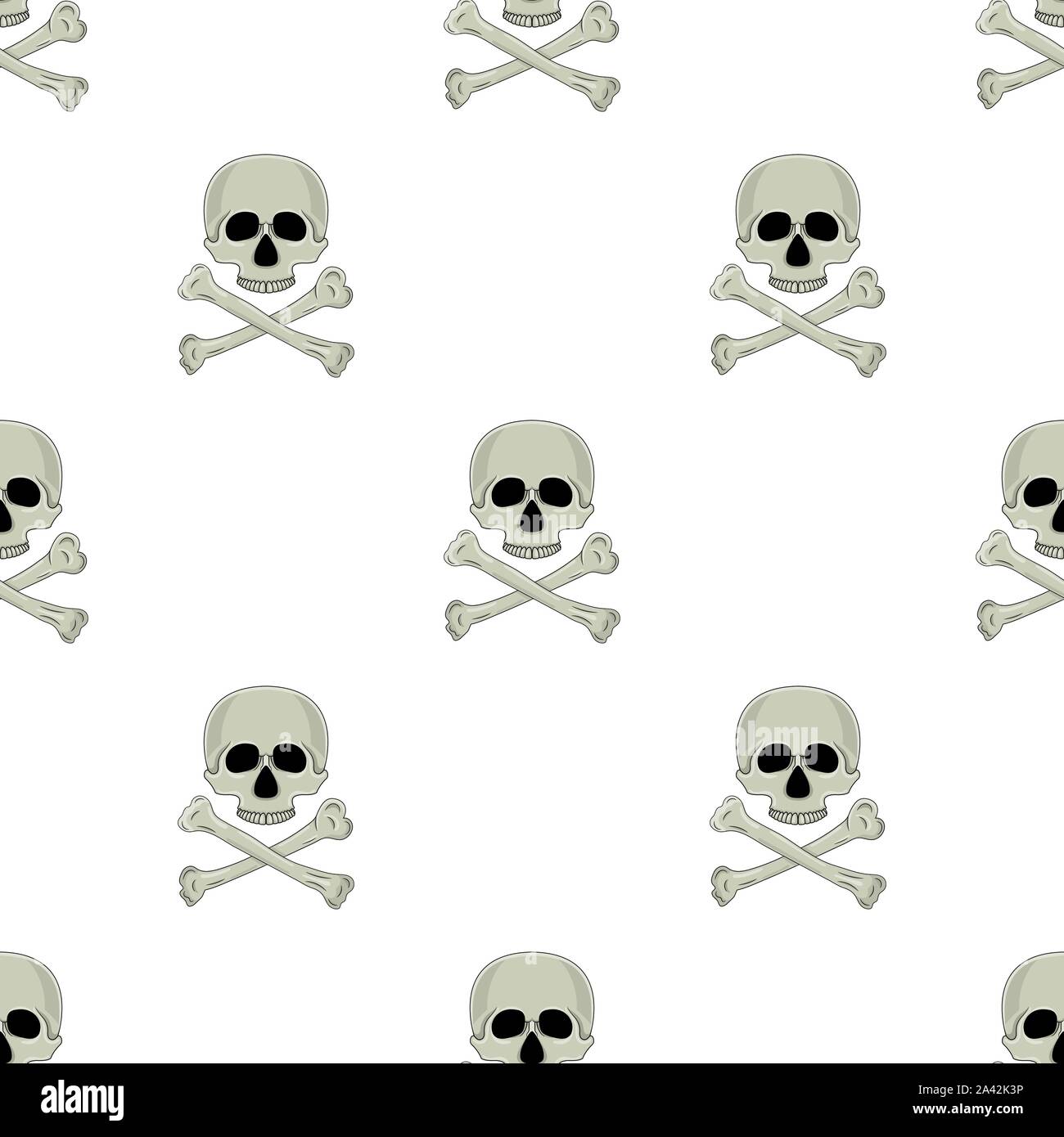 Seamless pattern with skull and crossed bones isolated on white ...