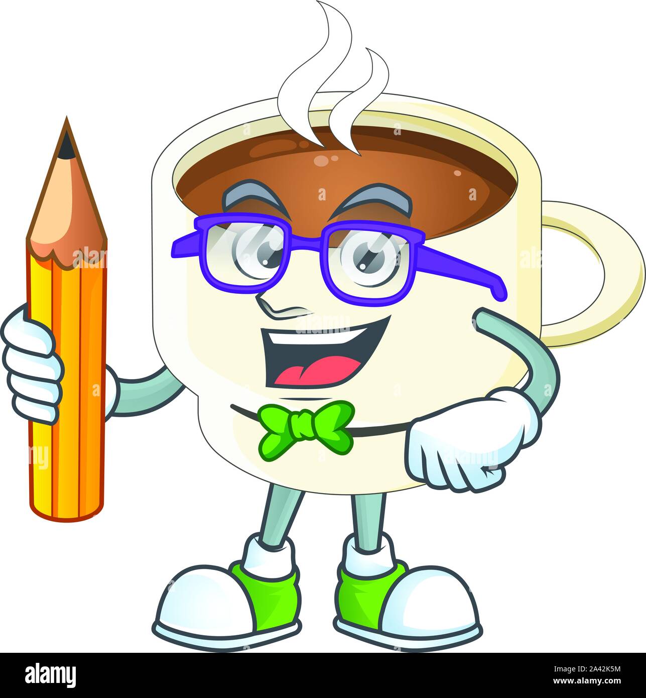 Student character cup coffee in cartoon mascot Stock Vector Image & Art ...