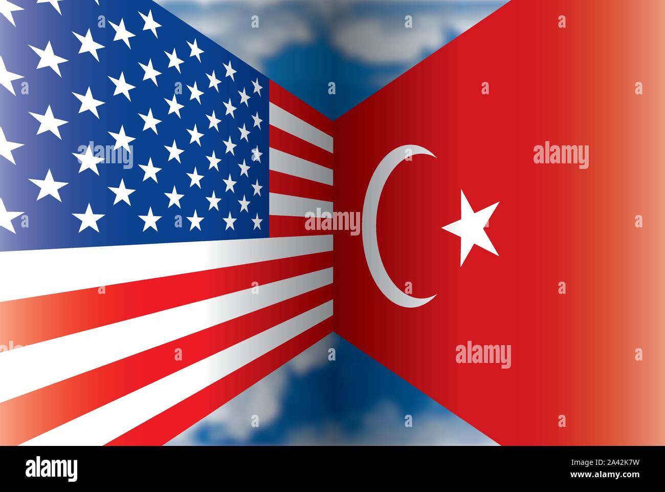 USA versus Turkey, the flags, vector illustration Stock Vector Image ...