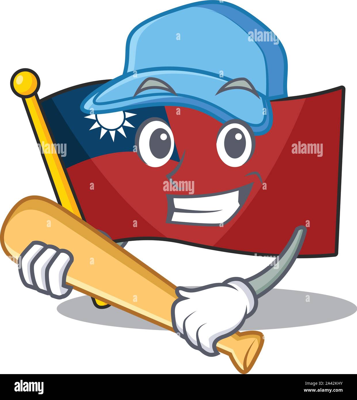 Playing baseball flag taiwan character shape with mascot Stock Vector ...