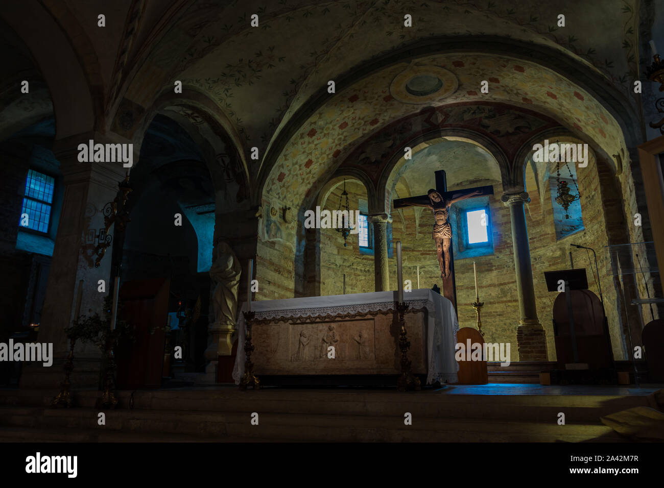 A picture of the underground crypt of the San Fermo Maggiore church, in ...