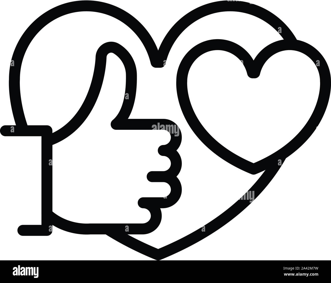 Thumb up heart icon, outline style Stock Vector Image & Art - Alamy
