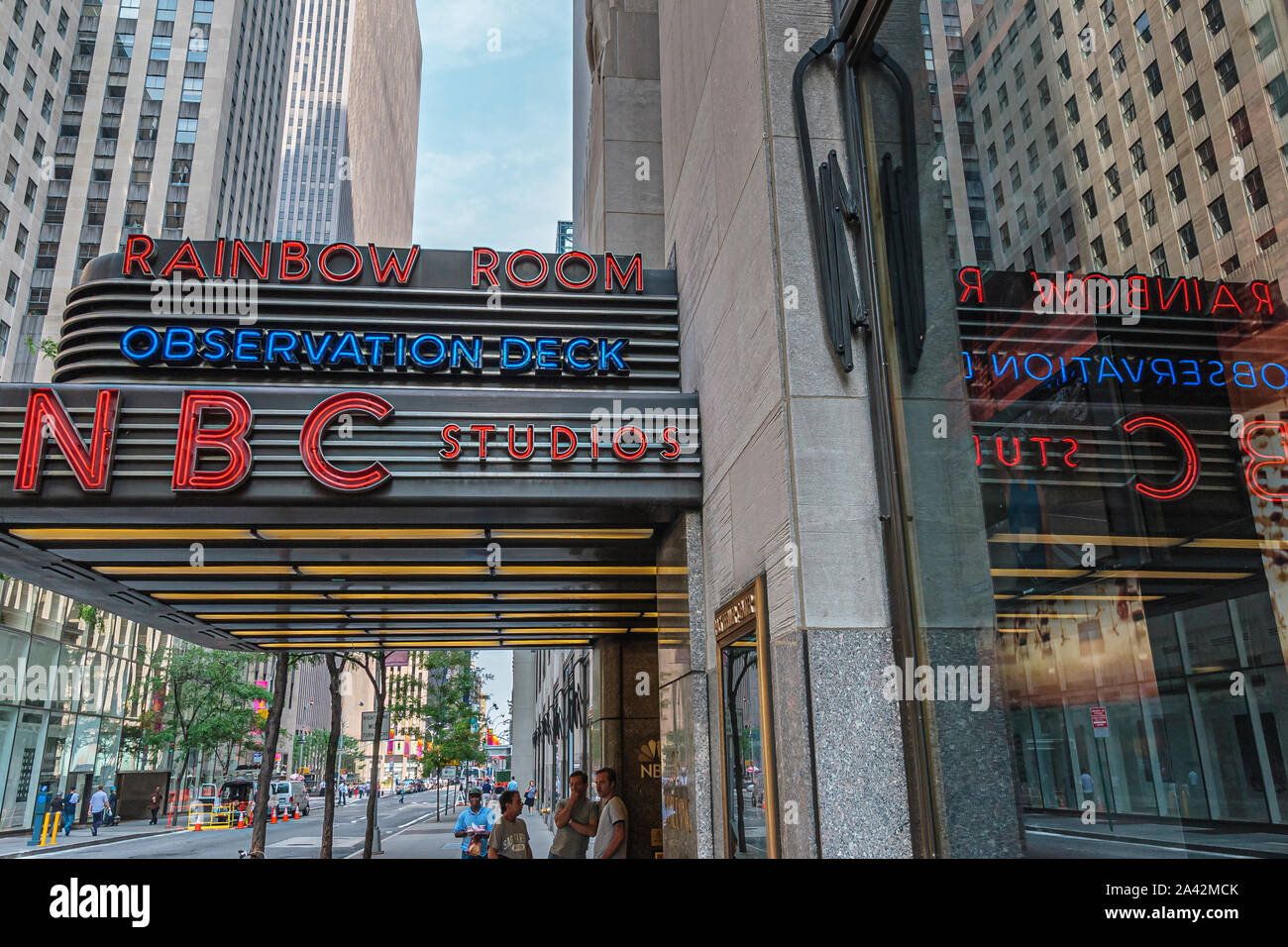 New York, July 2006 - NBC studios sign and entrance to the Observation ...