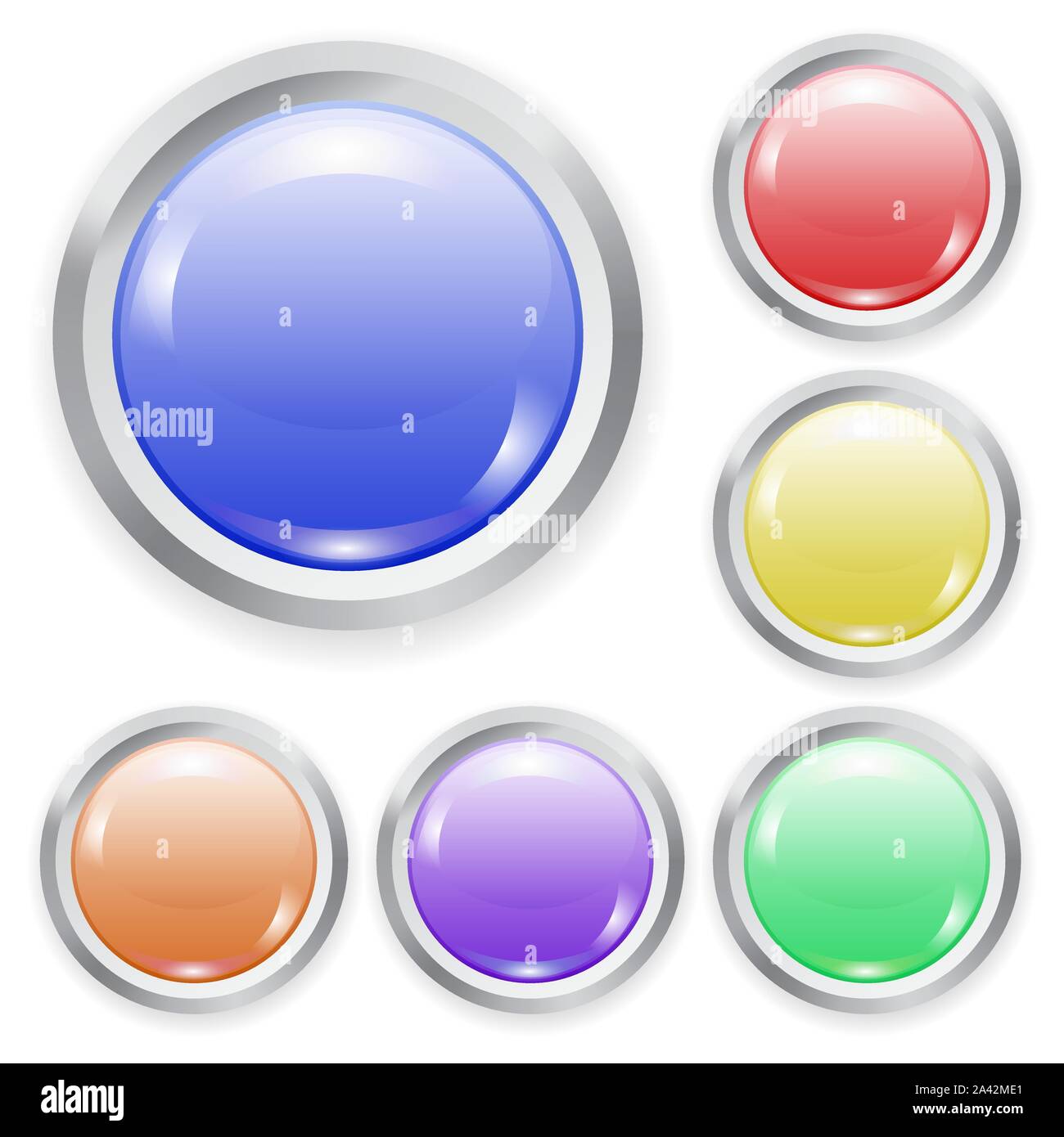Set of vector realistic color plastic button with patch of light and ...