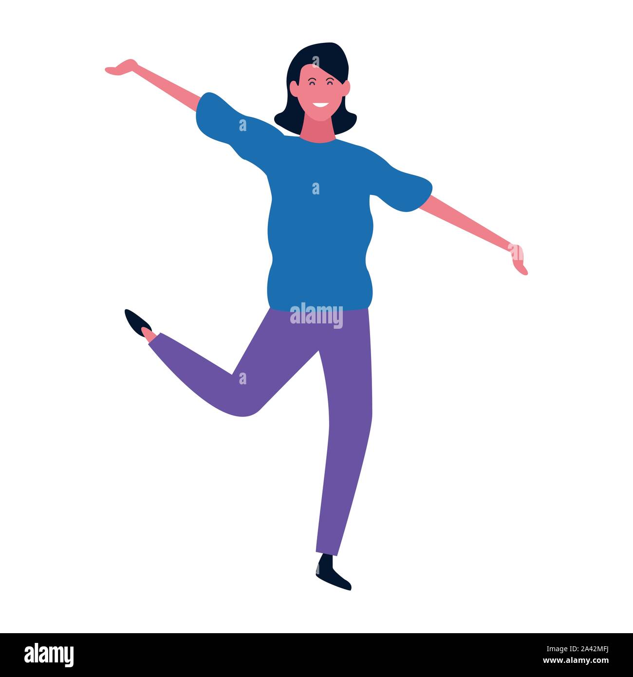 happy young woman dancing icon, flat design Stock Vector Image & Art ...
