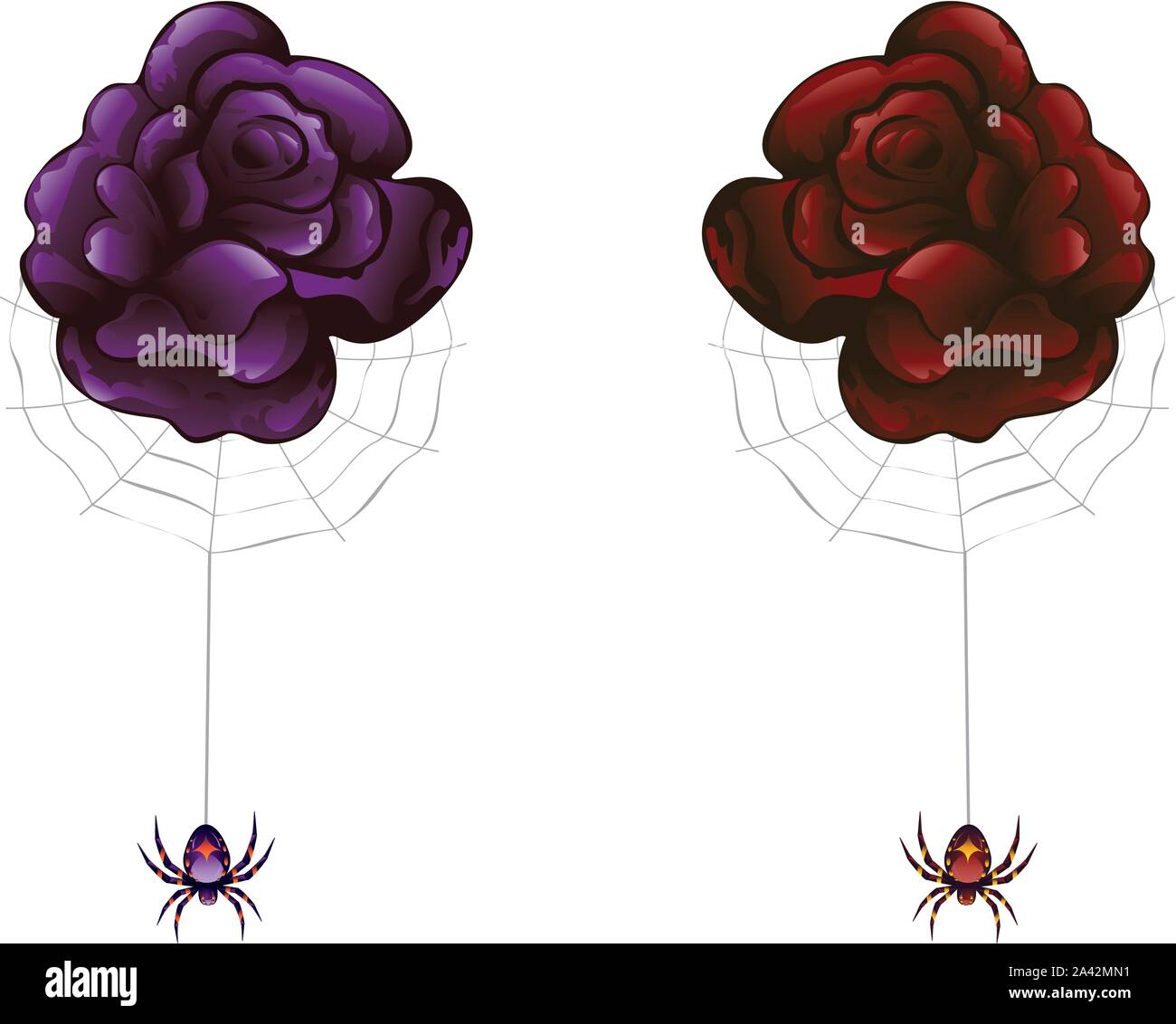 Dark fantasy rose and colorful spider with net Stock Vector Image & Art ...