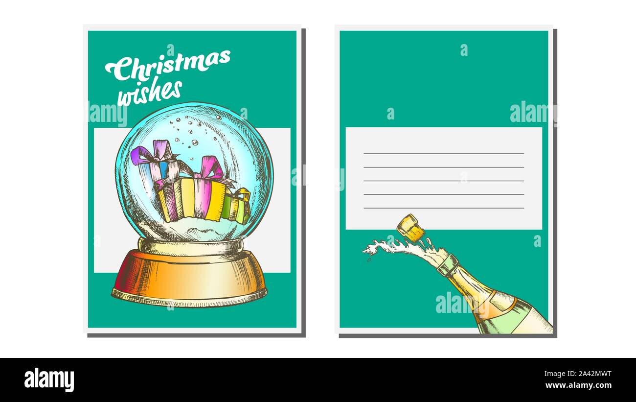Christmas Greeting Card Vector. Snow Globe. Seasons. Winter Wishes ...