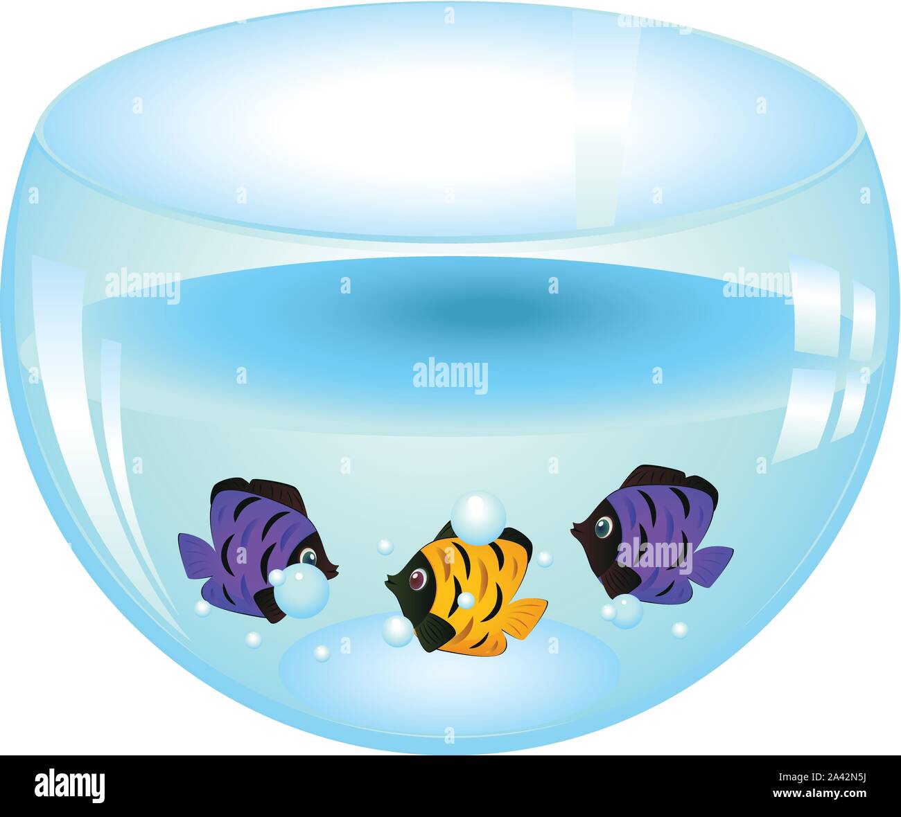 Cartoon colorful fishes swimming in the water in a fishbowl Stock ...