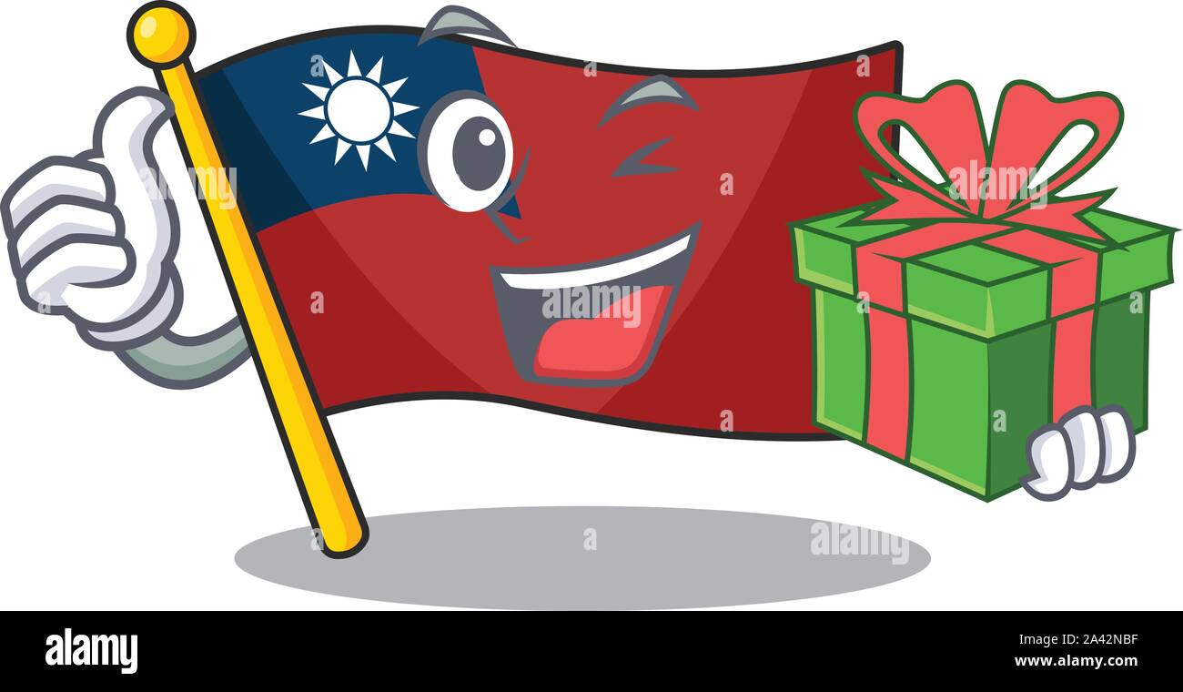 With gift flag taiwan mascot isolated the cartoon Stock Vector Image ...