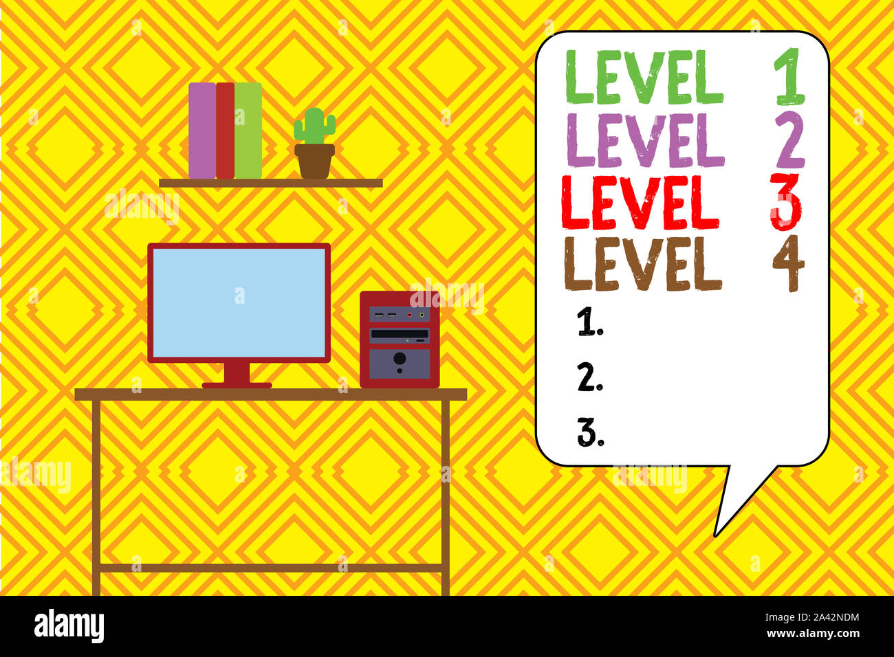 Writing note showing Level 1, 2, 3 and 4. Business concept for Steps ...
