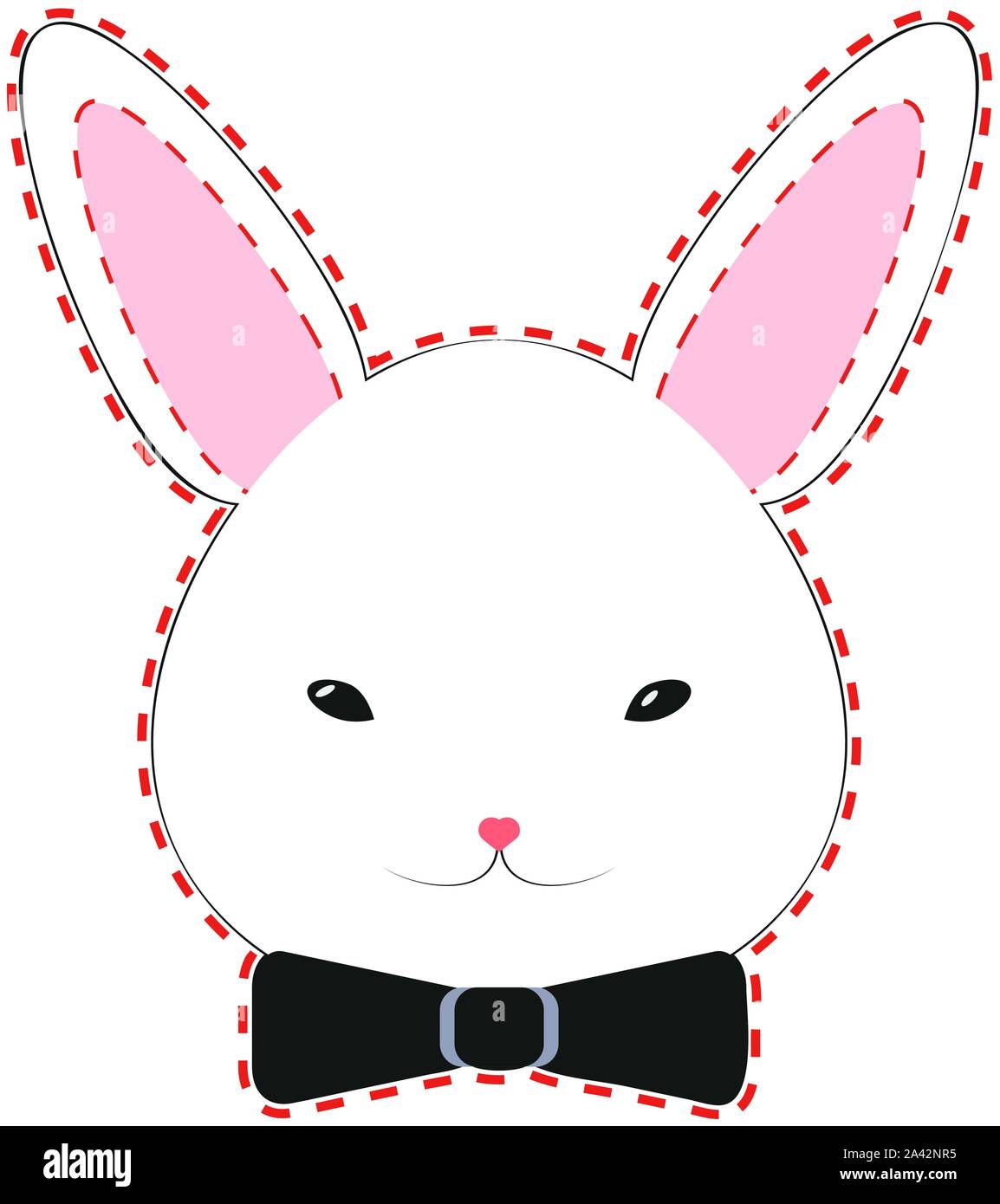 Stylized decorative white rabbit head with black bow Stock Vector Image ...