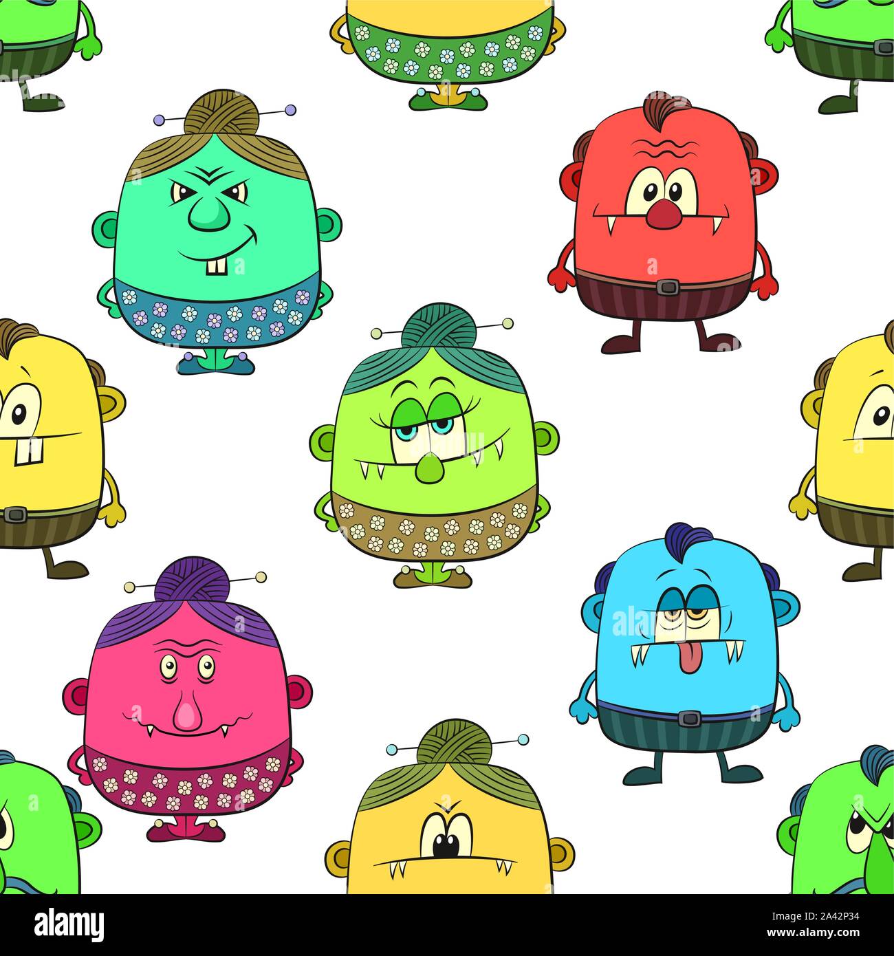 Cartoon Monsters Seamless Stock Vector Image & Art - Alamy