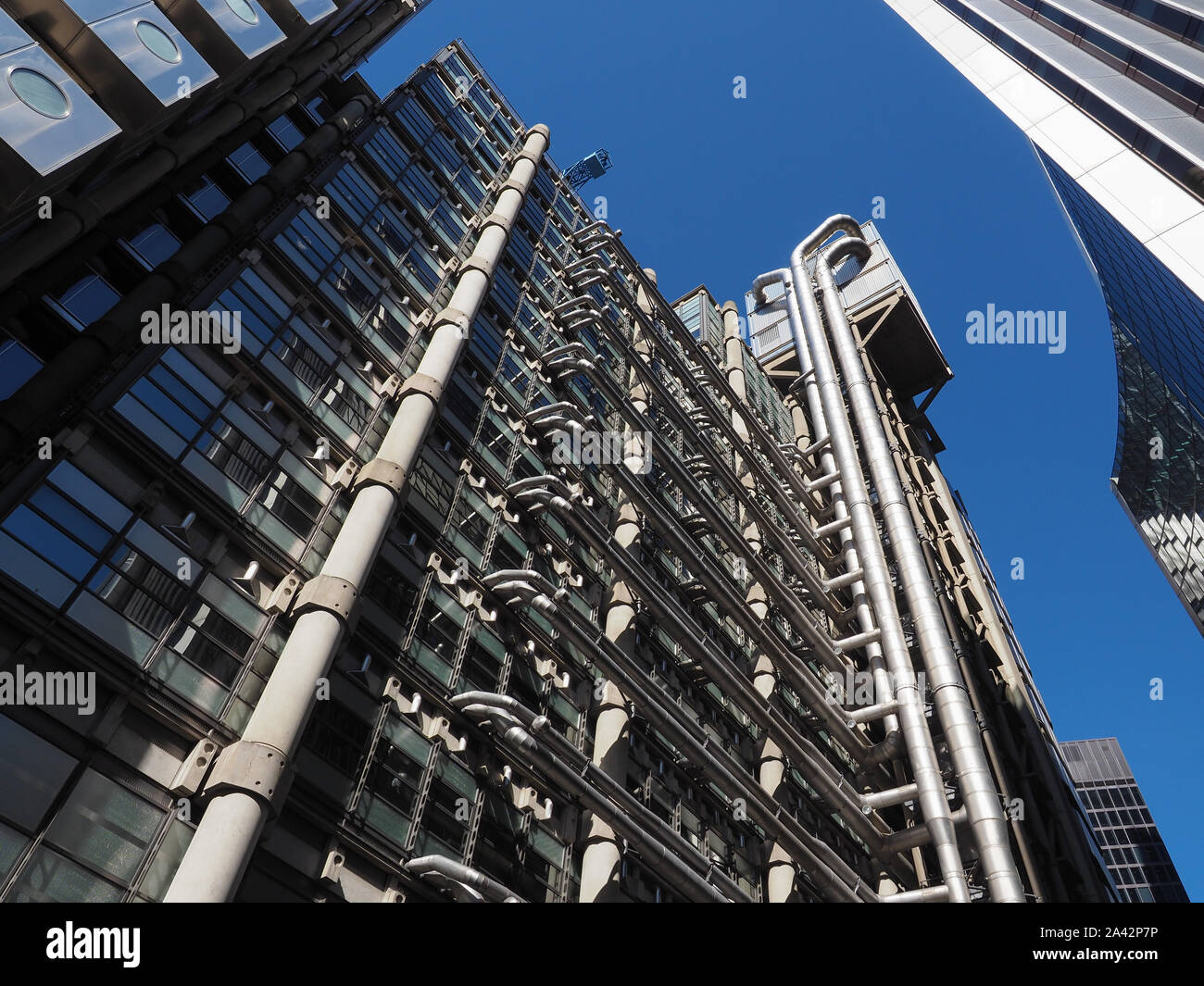 LONDON, UK - CIRCA SEPTEMBER 2019: Lloyd of London high tech skyscraper ...