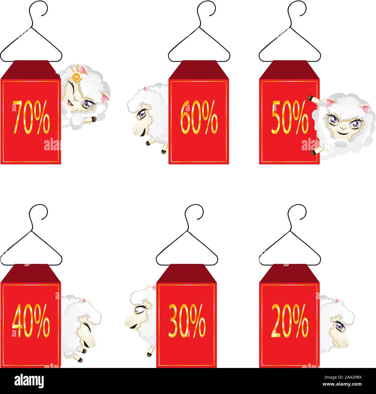 Red discount labels with cute cartoon sheeps Stock Vector Image & Art ...