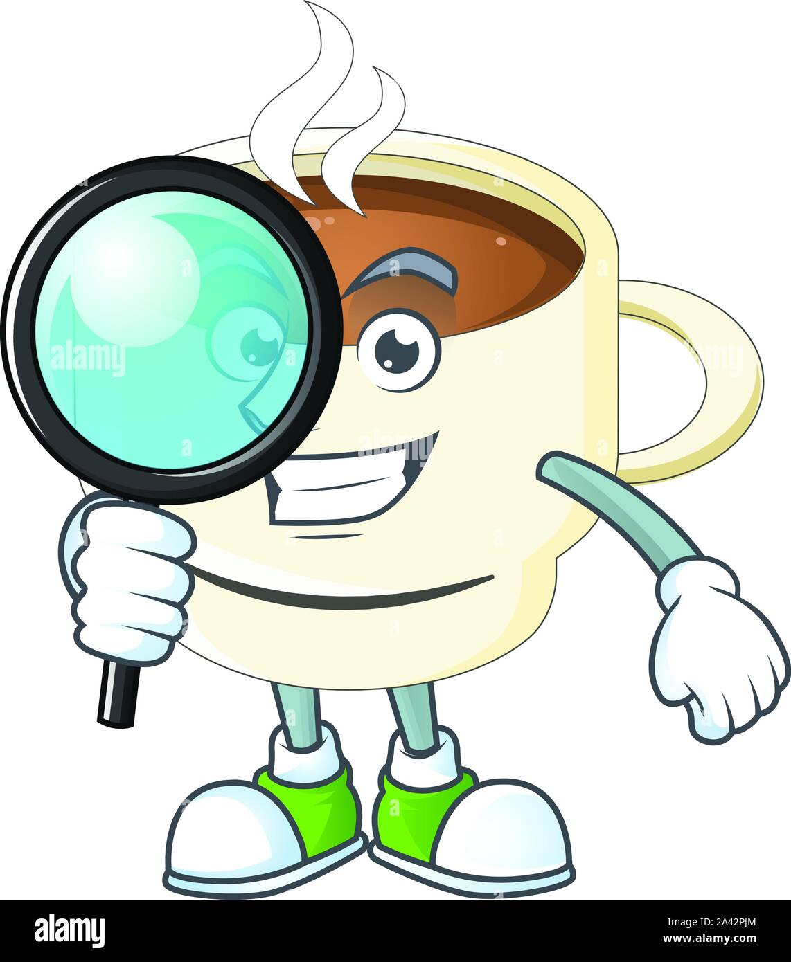 Detective character cup coffee in cartoon mascot Stock Vector Image ...