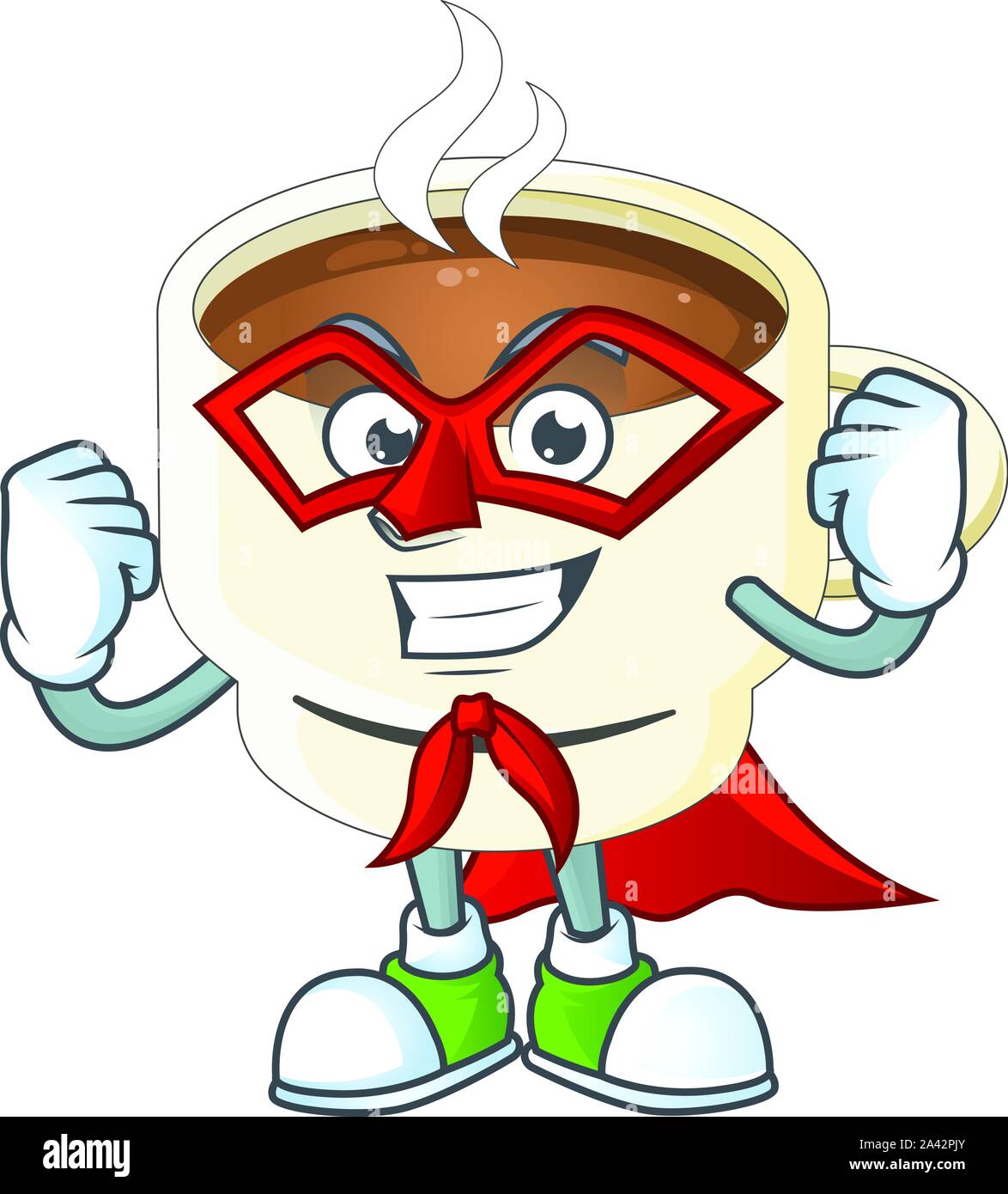 Super hero character cup coffee in cartoon mascot Stock Vector Image ...