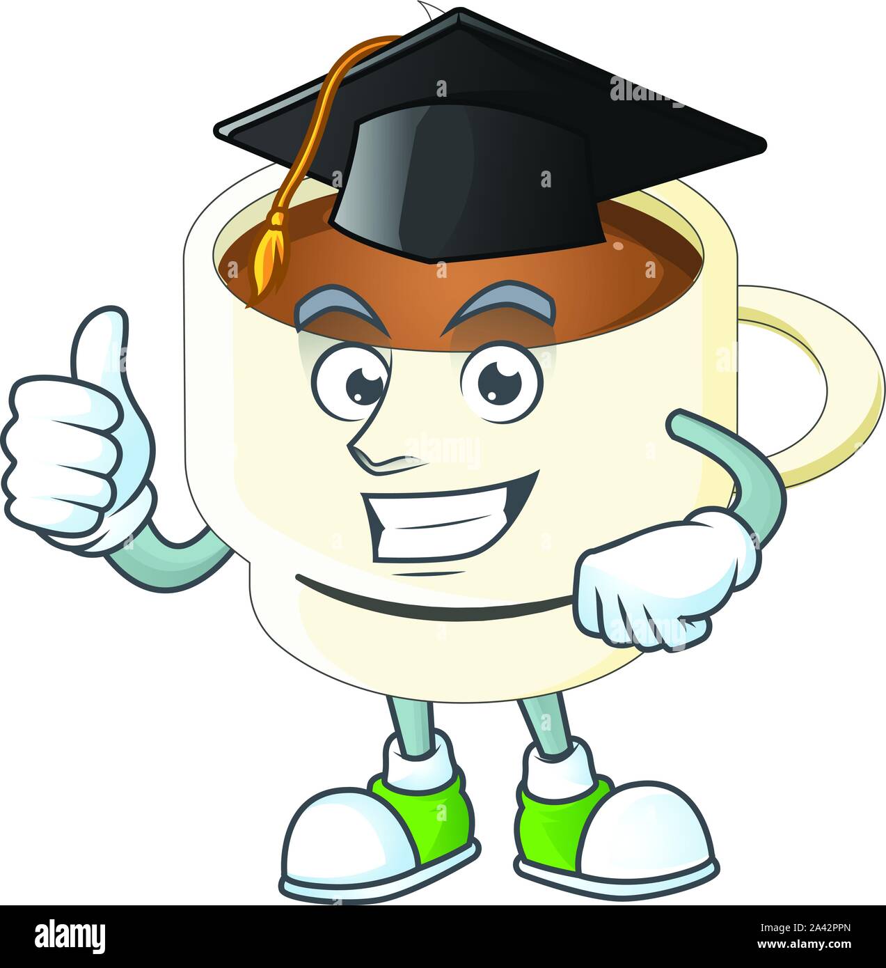 Graduation character cup coffee in cartoon mascot Stock Vector Image ...