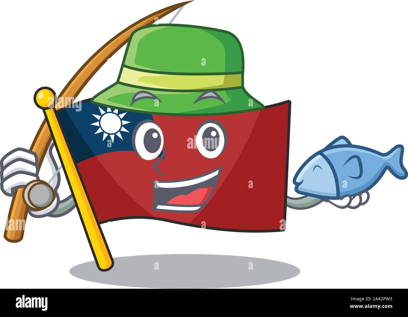 Fishing flag taiwan mascot isolated the cartoon Stock Vector Image ...