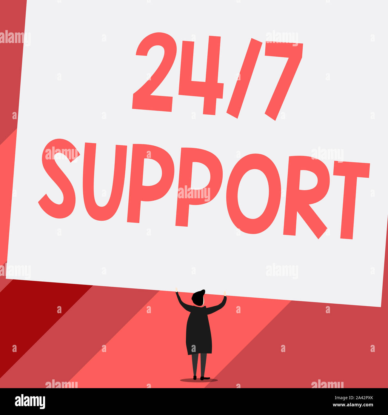 Conceptual hand writing showing 24 Or 7 Support. Concept meaning Giving ...
