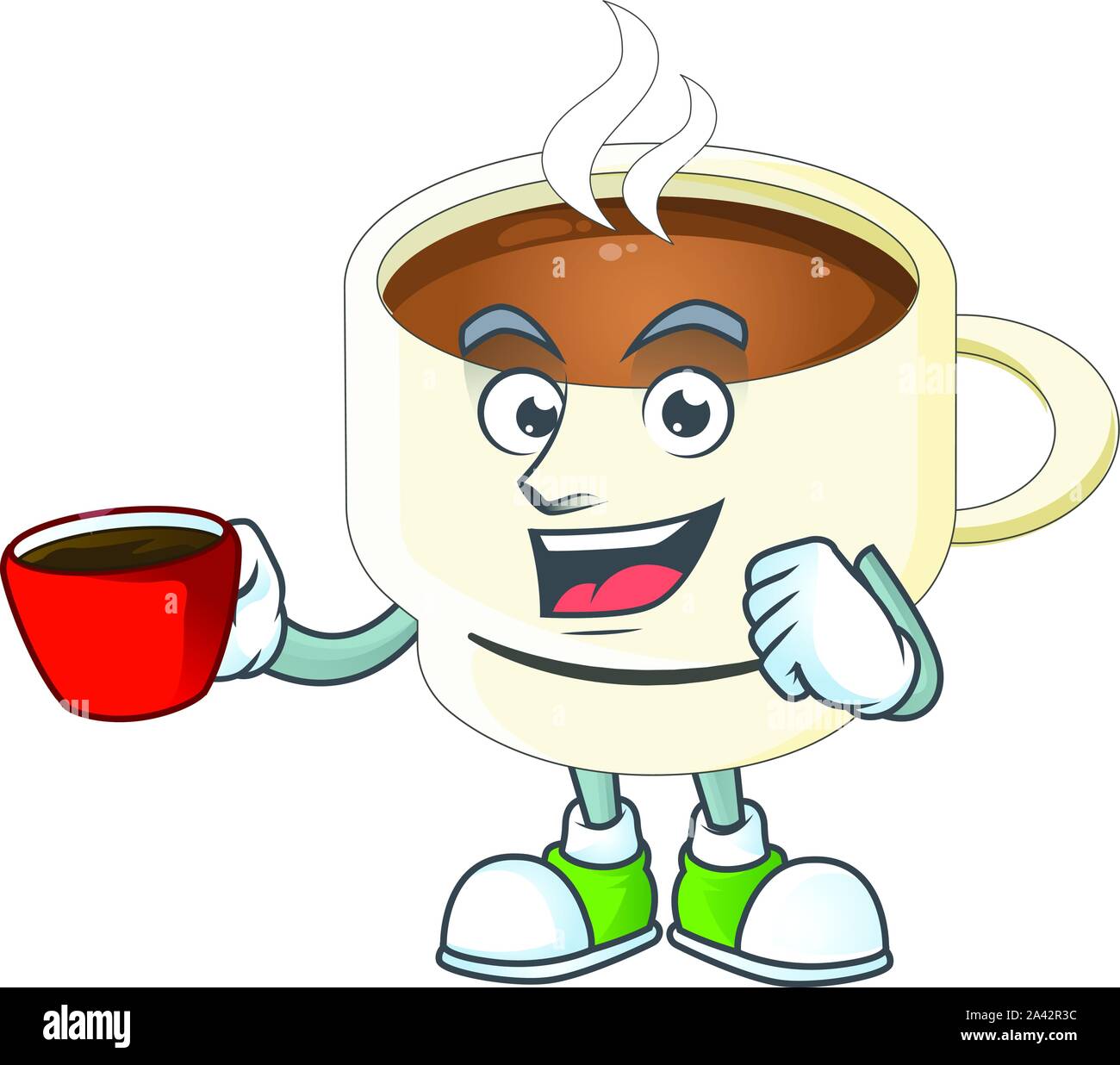 Drinking in cup character cup coffee in cartoon mascot Stock Vector ...