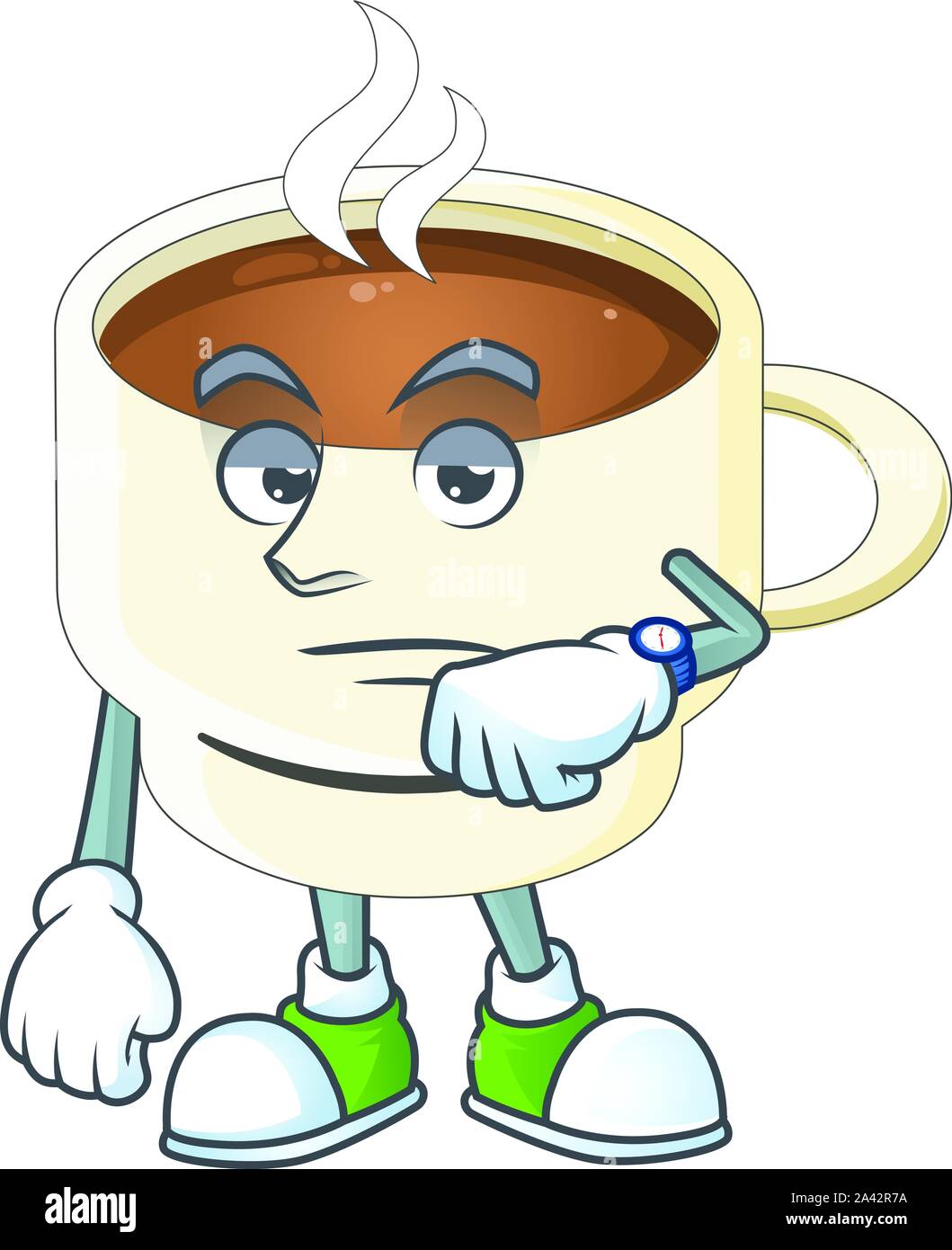 Waiting cup coffee cartoon on white background Stock Vector Image & Art ...