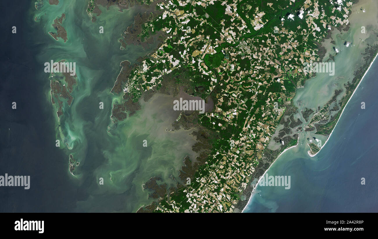 Aerial of Chincoteague Island Stock Photo - Alamy