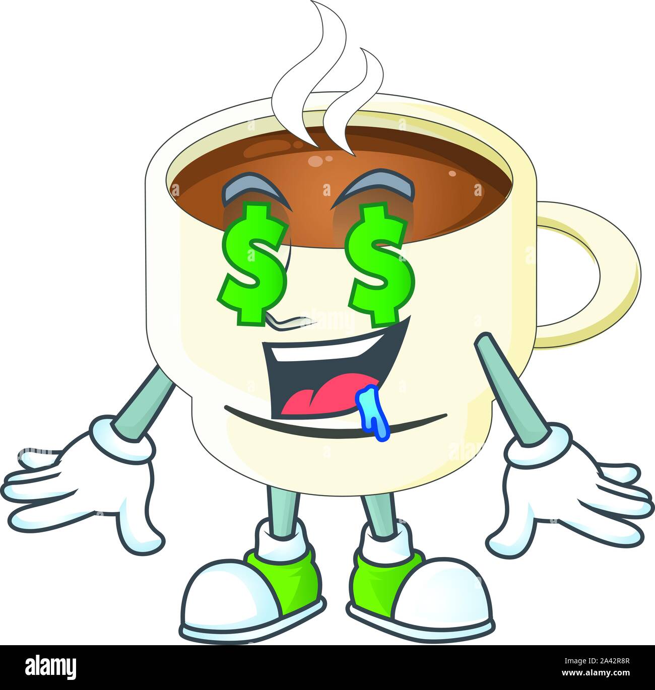 Money eye cup coffee cartoon on white background Stock Vector Image ...