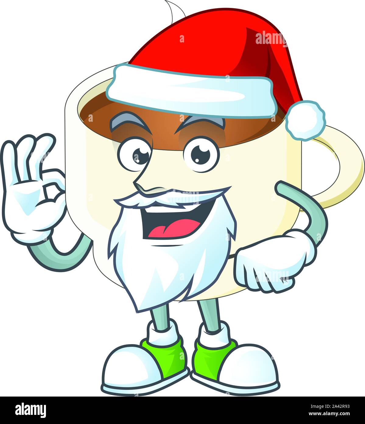 Santa cup coffee cartoon on white background Stock Vector Image & Art ...