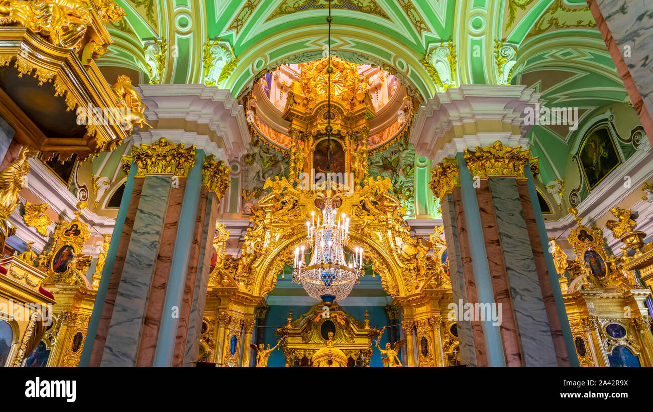 The interior of the Peter and Paul Cathedral, a Russian Orthodox ...