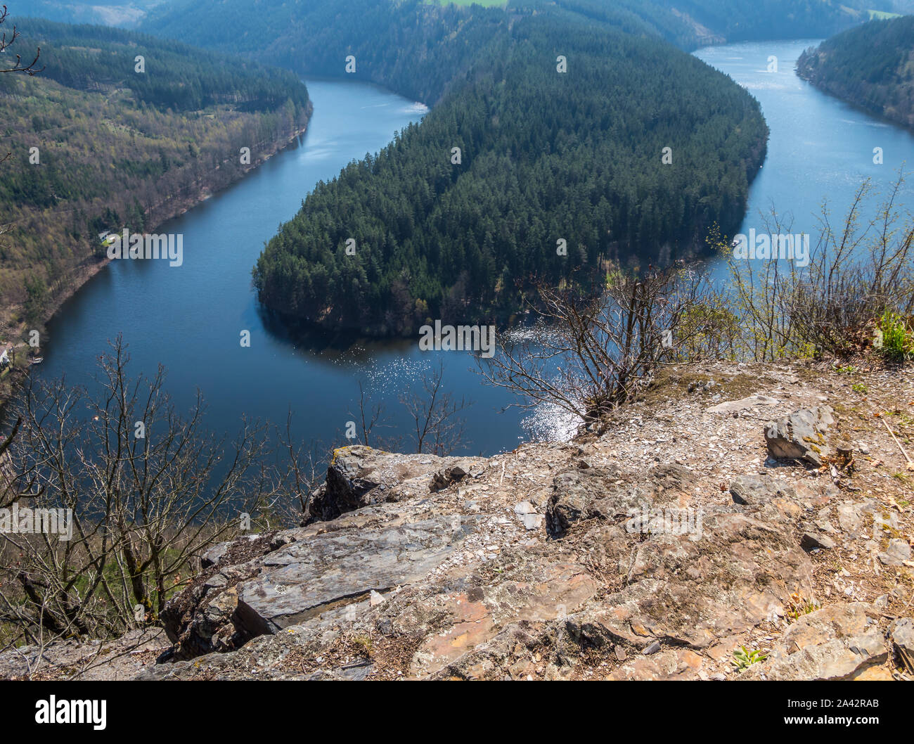 fjord-like river landscape Saalschleife in Thuringia Stock Photo - Alamy