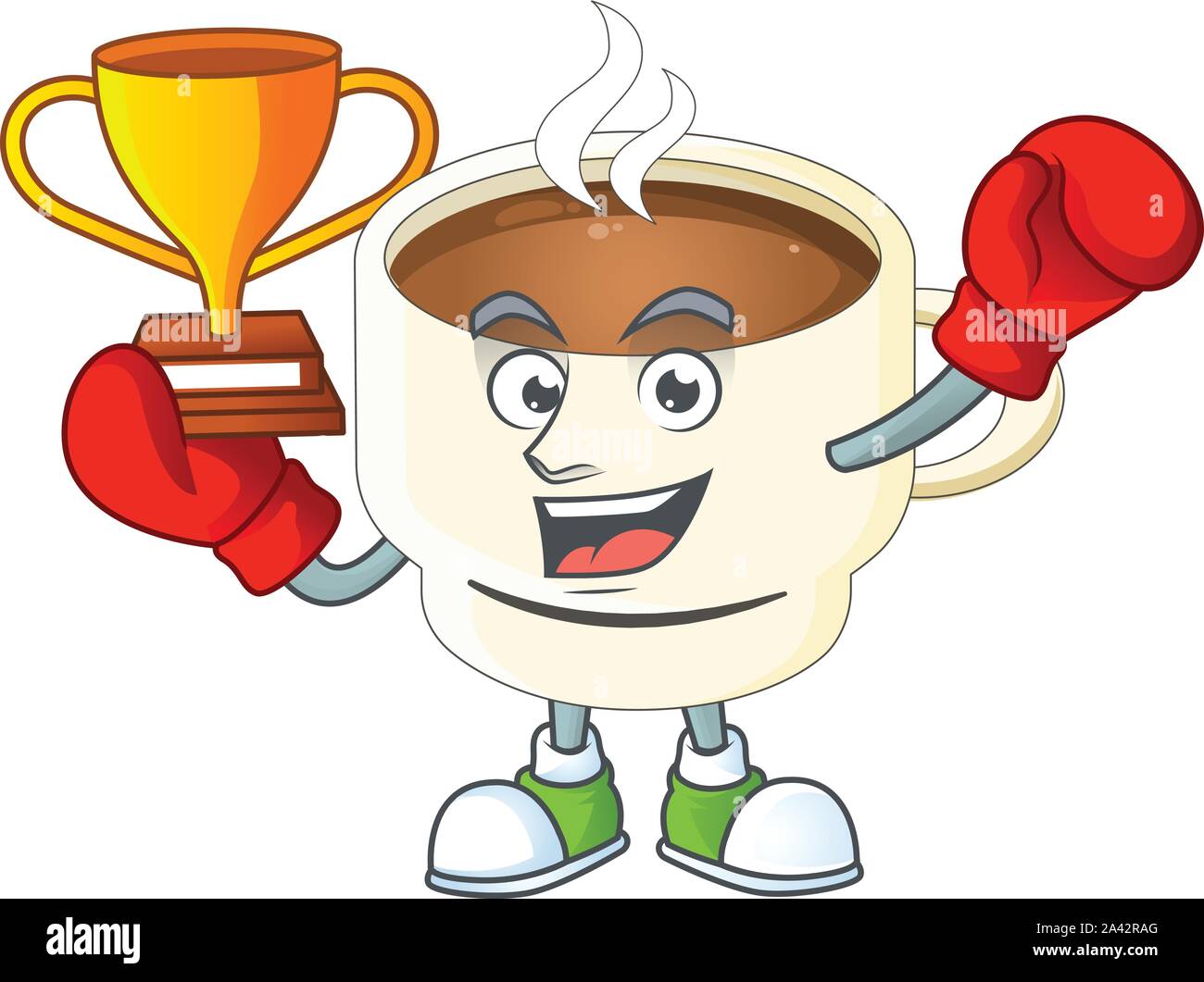 Boxing winner cup coffee cartoon on white background Stock Vector Image ...