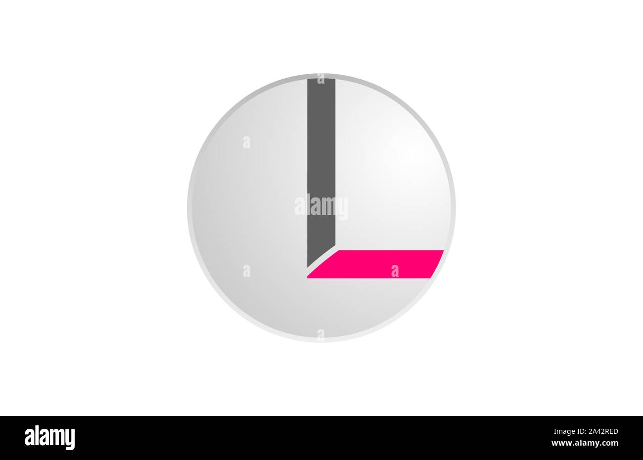 pink and grey alphabet letter l in a circle for logo icon design ...
