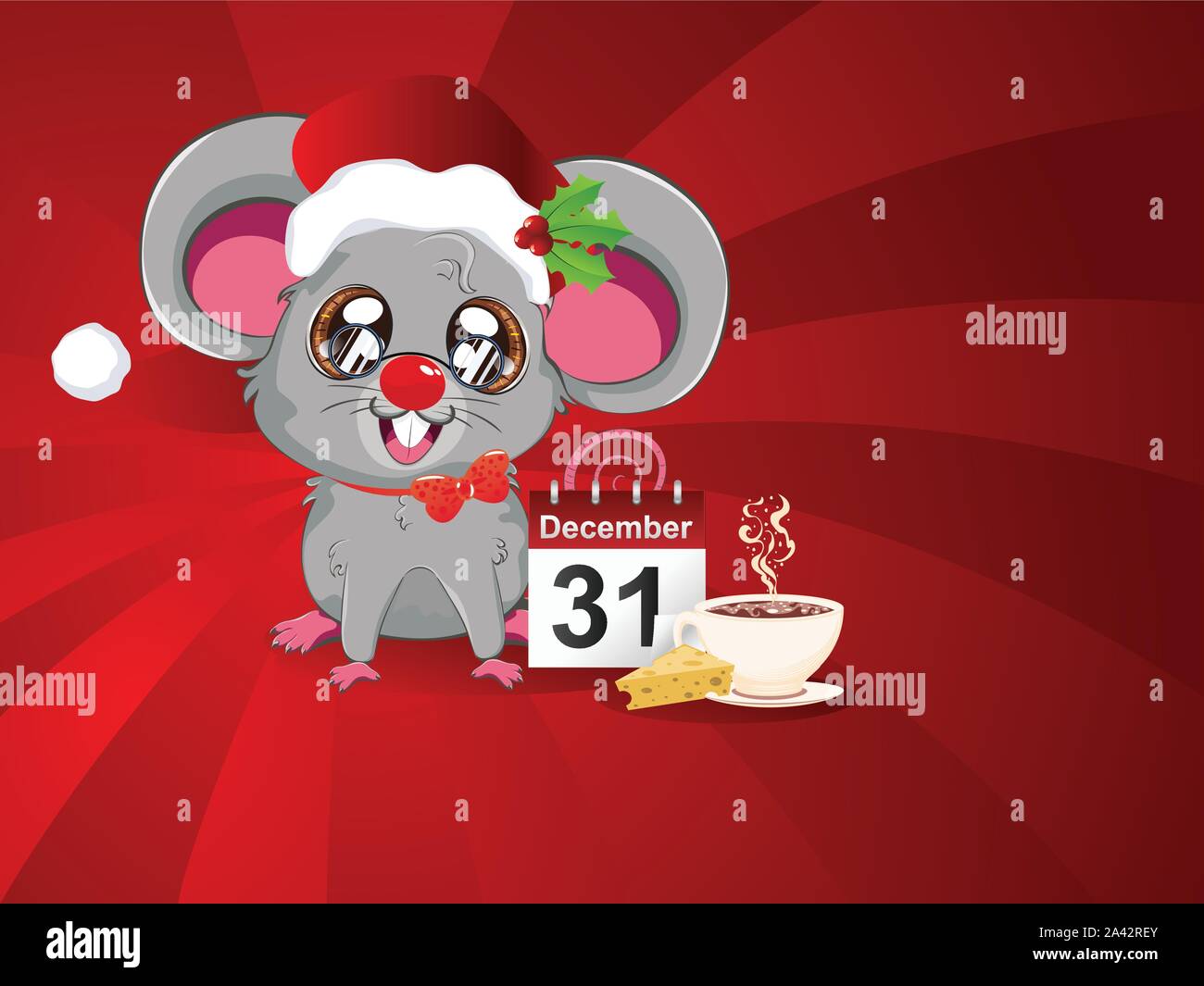 Cartoon kawaii anime santa mouse or rat design Stock Vector Image & Art ...