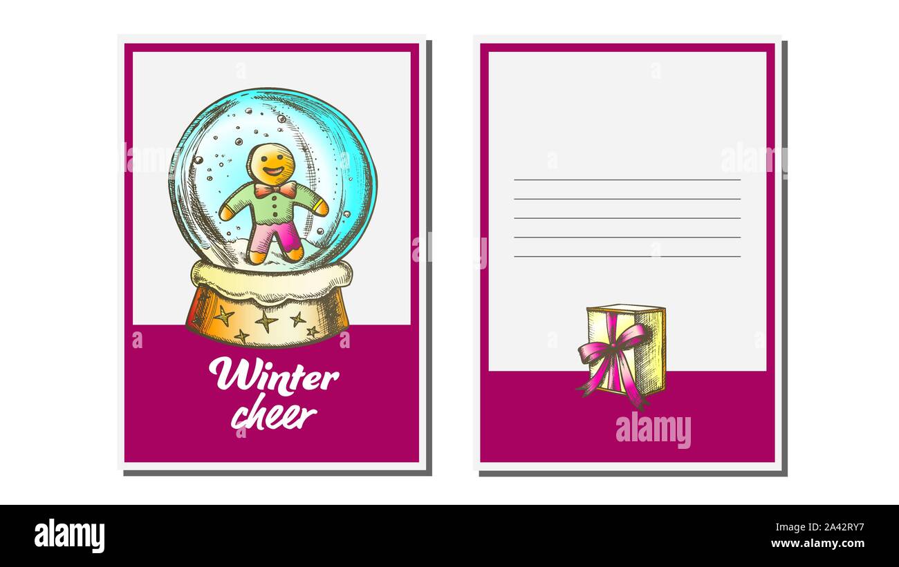 Christmas Greeting Card Vector. Snow Globe. Seasons. Winter Wishes ...