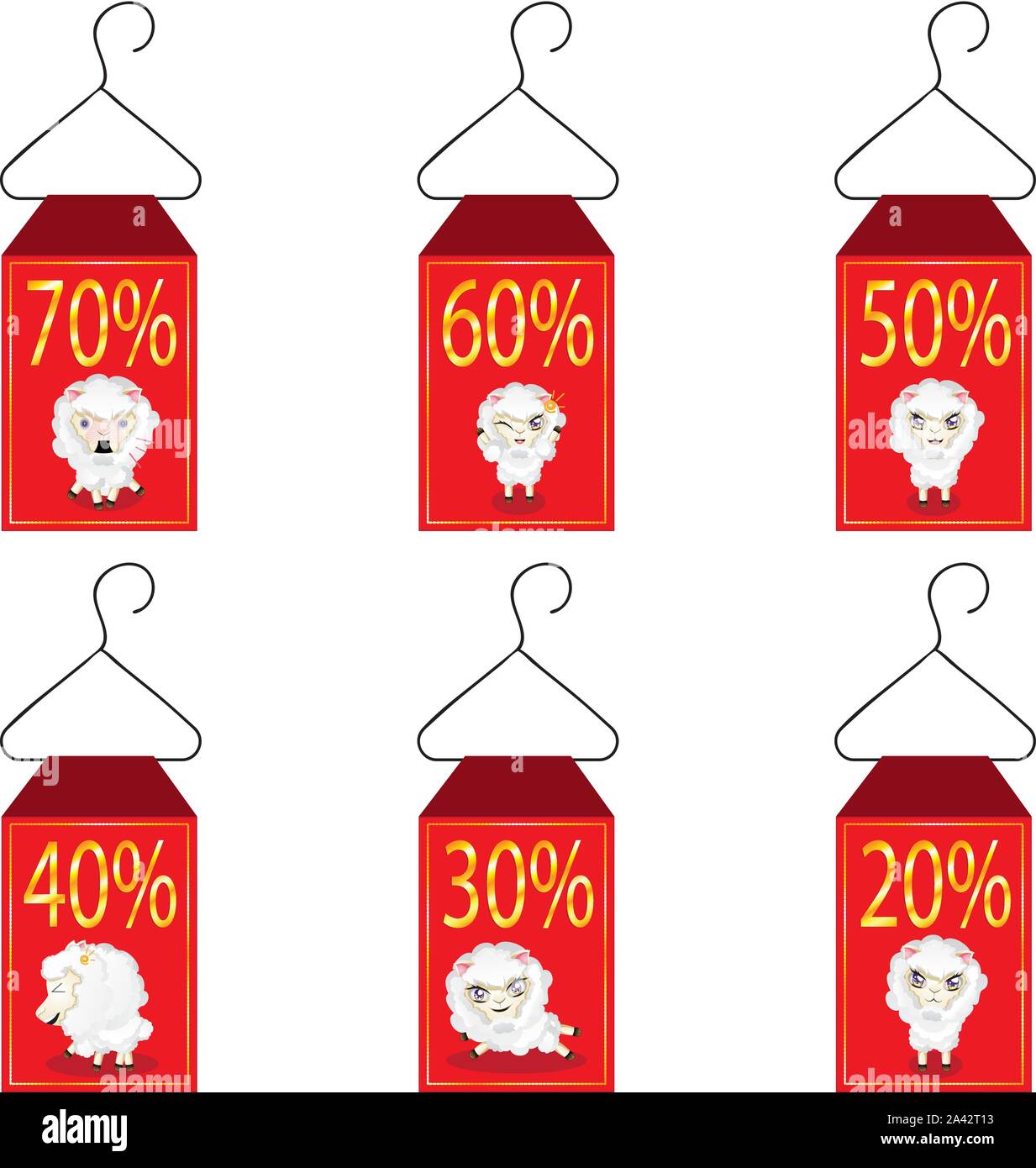 Red discount labels with cute cartoon sheeps Stock Vector Image & Art ...