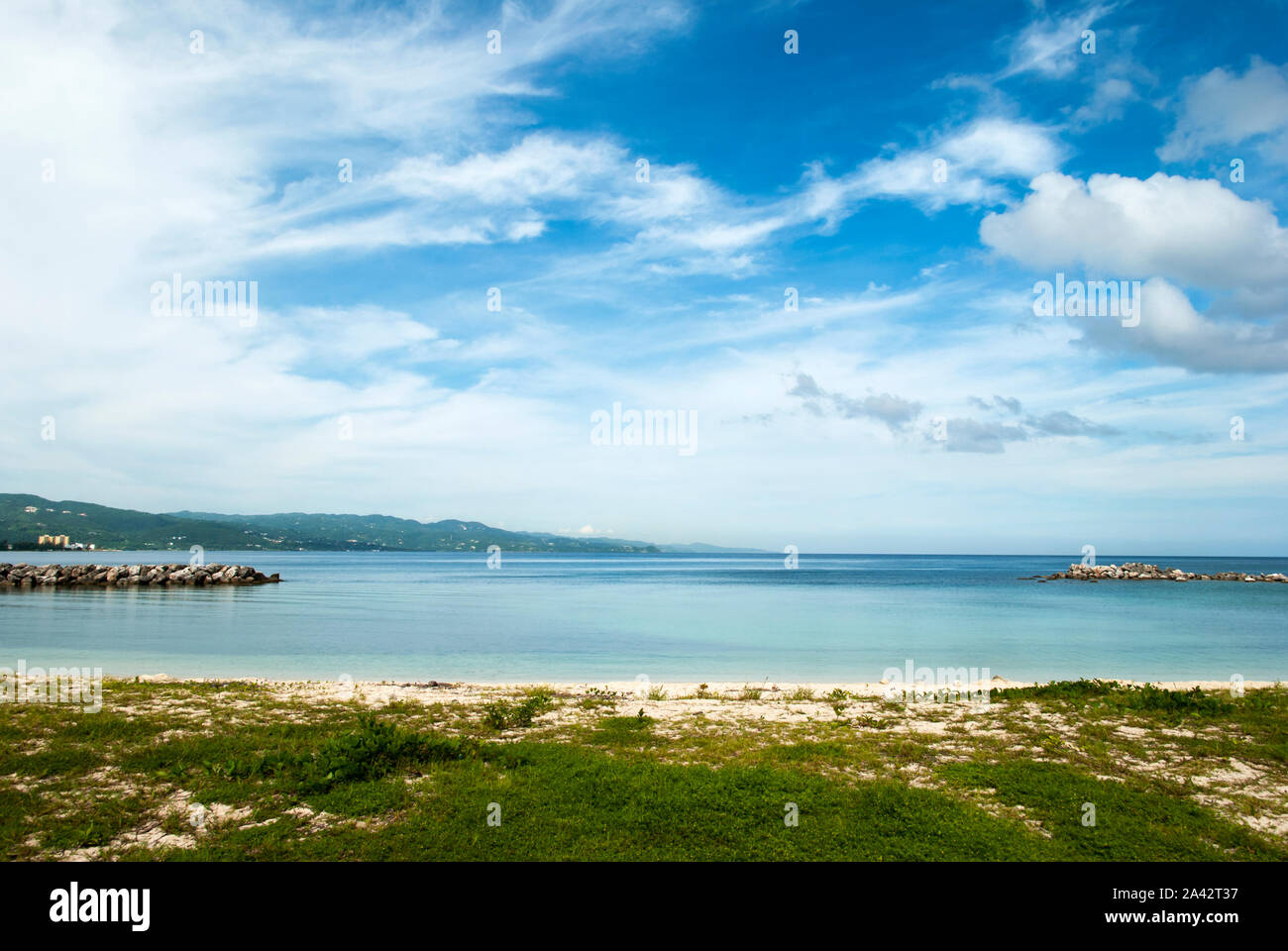 The scenic view of Montego Bay, the popular resort area in Jamaica ...