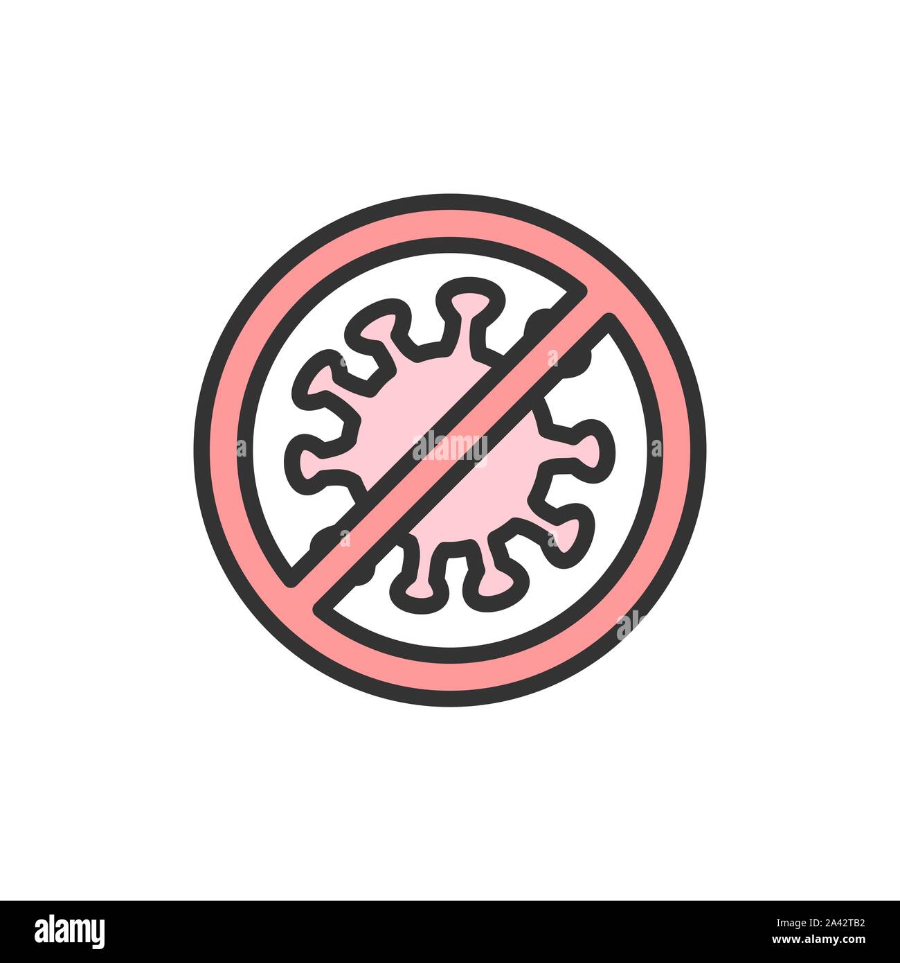 Vector antibacterial, antiviral defence, stop bacteria flat color line ...